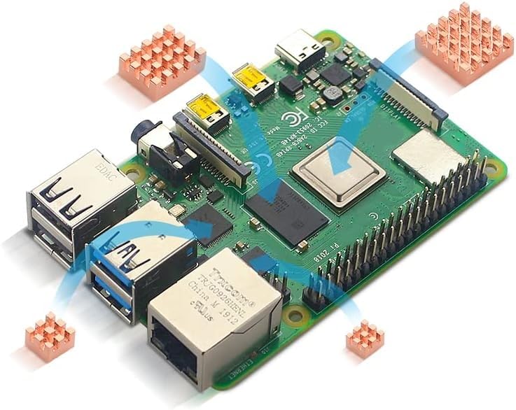 RasTech Pi 4 2GB Starter Kit 2GB RAM with 32GB Card 4 Copper Heatsink 2 HD Out Cable 5V 3A Power Supply with ON/Off Case Cooling Fan Card Reader Screwdriver