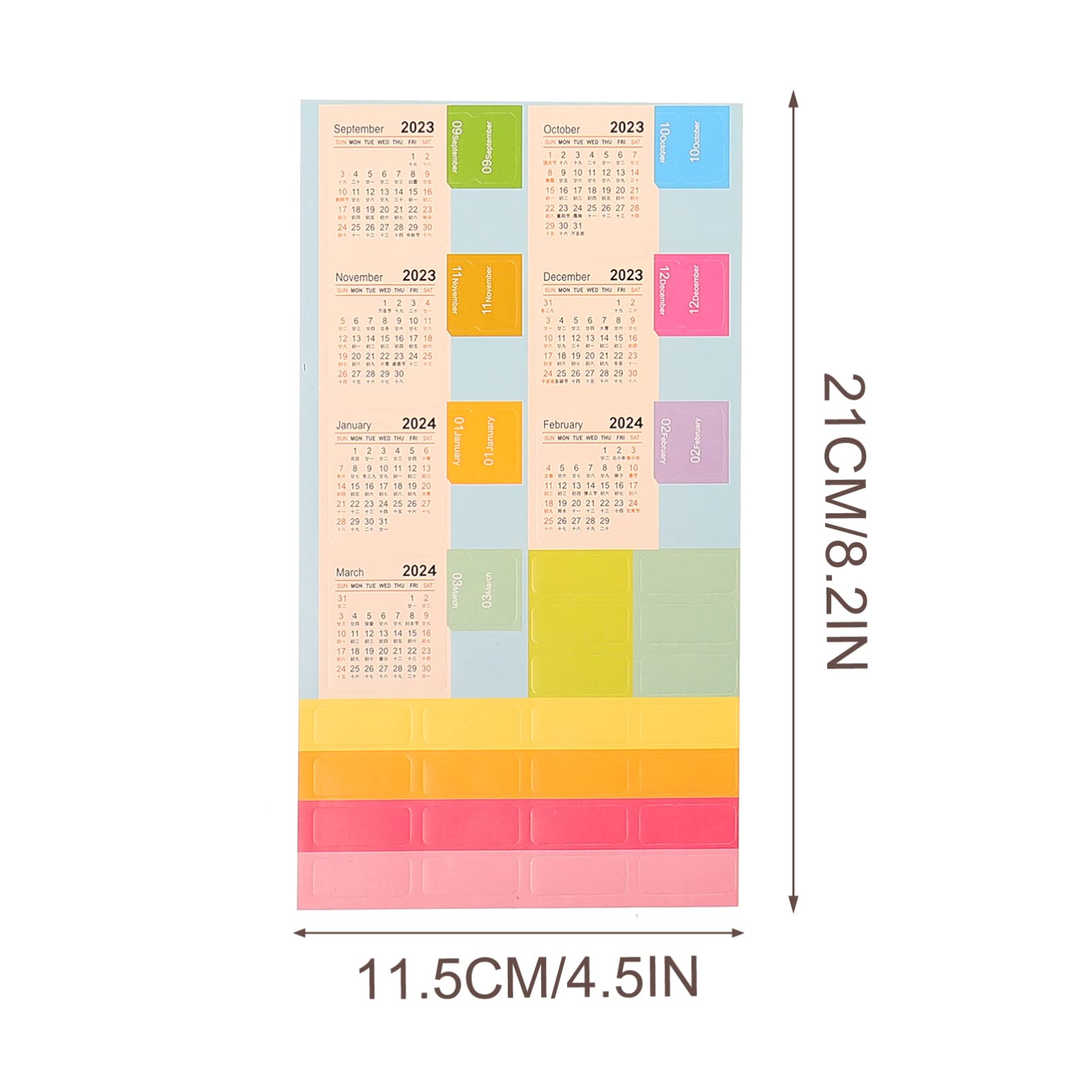 NUOBESTY 2023 Calendar Stickers Monthly Calendar Sticker Adhesive Tabs for Planners Journal Notebook, 12 Sets