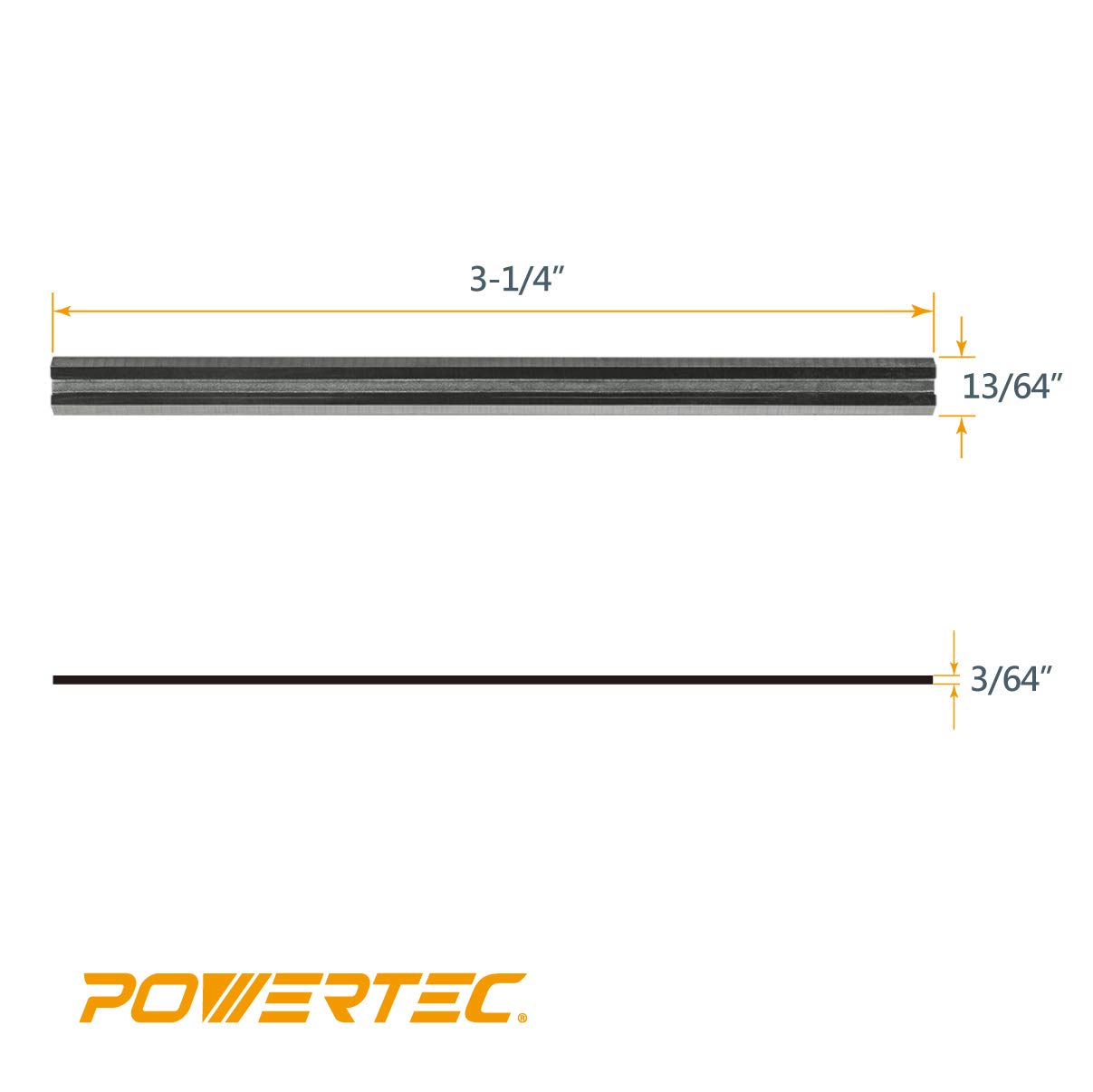 POWERTEC 12830V 3-1/4" (82mm) HSS Hand Held Planer Blades Replacement for Black&Decker, Bosch, Craftsman, DeWalt, Hitachi, Makita, Porter Cable, Ryobi, Skil, Stanley, Wen - Set of 2