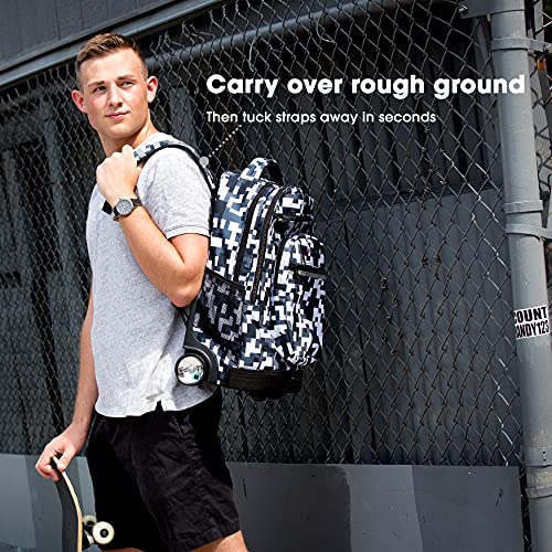 J World New York Sundance Rolling Backpack Girl Boy Roller Bookbag, Water Mark, 20 Inch
