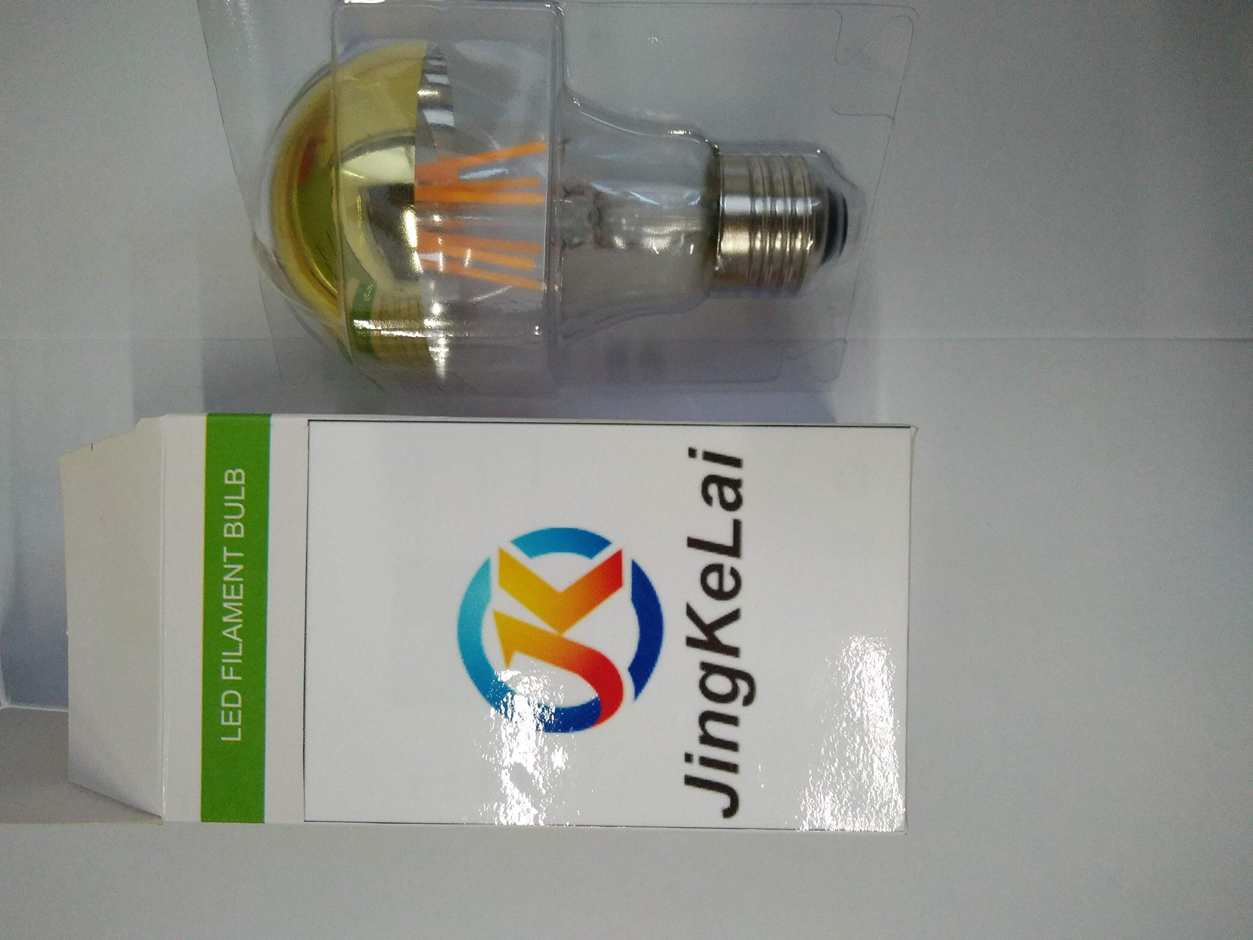 K JINGKELAI Half Chrome Light Bulb A60 6W(60W Equivalent) LED Filament Vintage Edison Bulb with Half Chrome Gold,for Home Lighting,Warm White 2700K,4 Pack