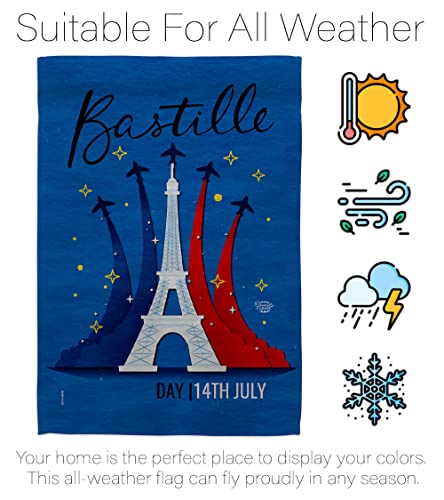 Ornament Collection Bastille 14th July Garden Flag Set Wood Dowel Regional Day French National CelebrationFrance Country House Decoration Banner Small Yard Gift Double-Sided, Made in USA