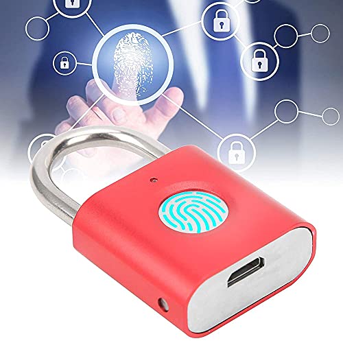 Smart Padlock Locker Lock: 2-Pack Blue & Red - Mini Fingerprint Padlock eLinkSmart Gym Lock with Colourful Metal 20 Fingerprints Keyless fits School Bag Luggage Toolbox Gym Locker