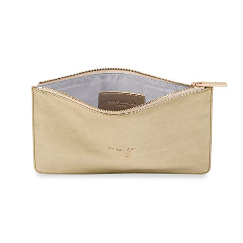 KATIE LOXTON Perfect Pouch Jet Set Go Metallic Gold Women's Vegan Leather Clutch
