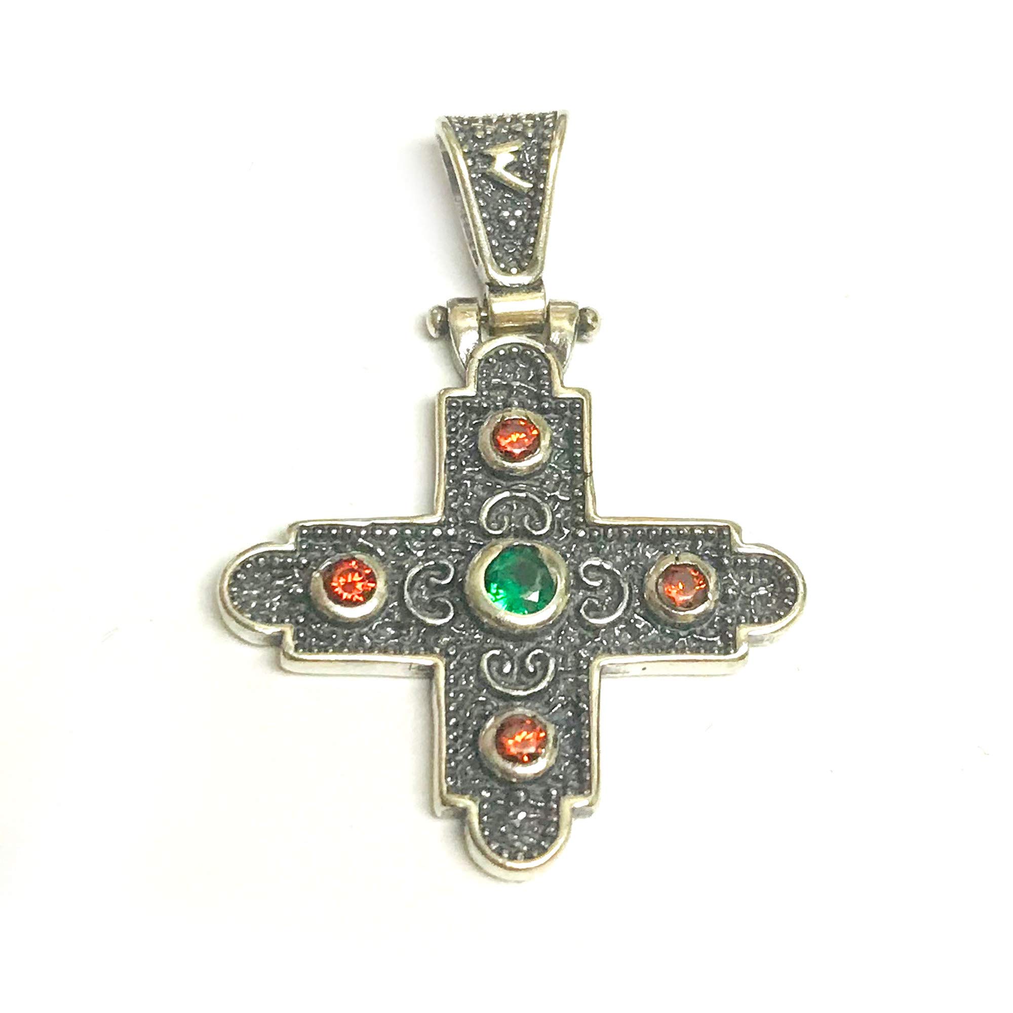 Jewelry Affairs Oxidized Sterling Silver Byzantine Style Cross Pendant