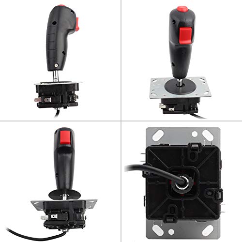 Schellen Flight Joystick, Plastic Black and Red 8 Way Joystick with Trigger and Top Fire Button for DIY Arcade Game Machine Parts