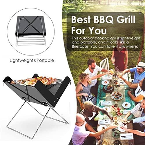SLATIOM Stainless Steel Grill X-Shaped Foldable BBQ Stove Portable Barbecue Oven Outdoor Camping Picnic Charcoal Carbon Baking Grill