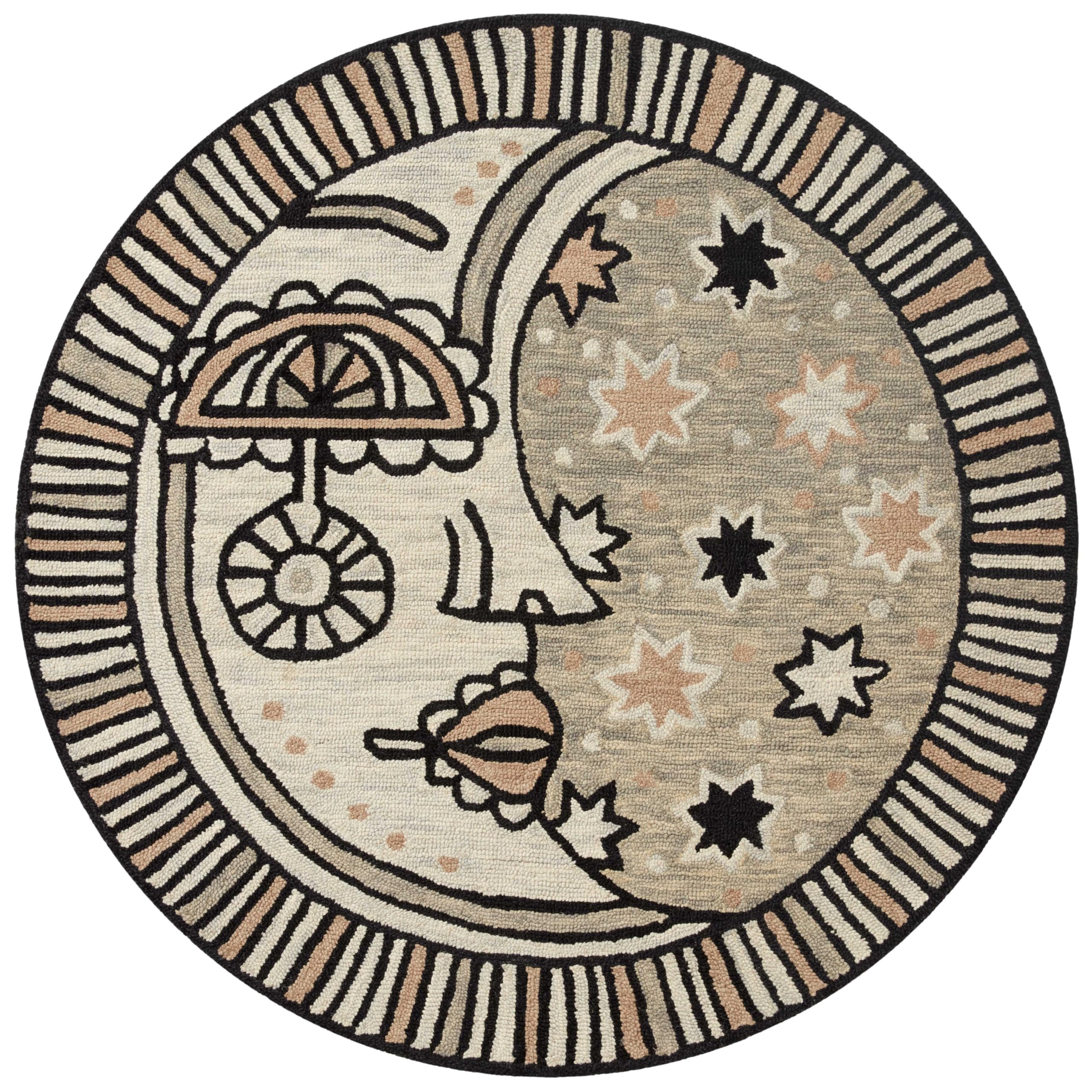 LOLOI Justina Blakeney Ayo Collection AYO-01 Grey/Natural 3'-0'' x 3'-0'' Round Accent Rug