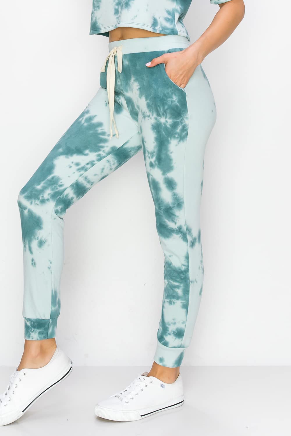 OCEAN ELPIS Women's Jogger Sweatpants – Casual Tie Dye Active Workout Running Yoga Lounge Tapered Pants with Pocket L11032 Sage S