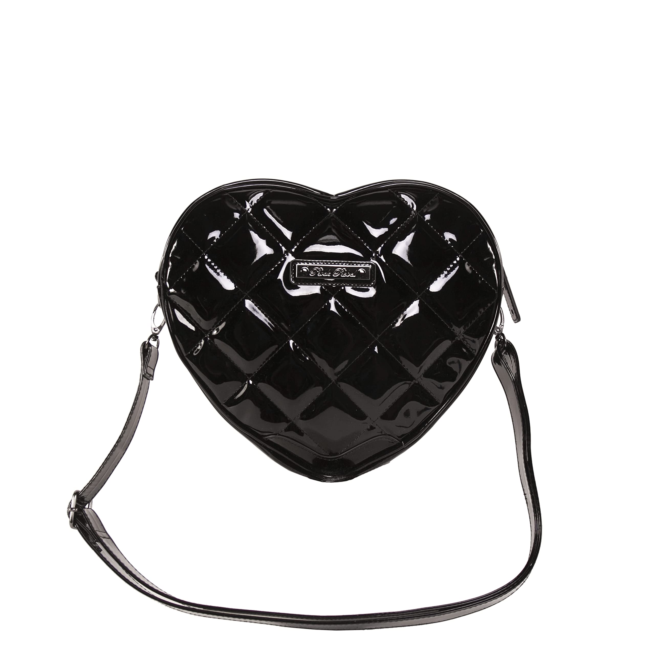 Quilted Flying Bat Studded Mina Women s Shoulder Bag Heart Shaped Dracula Purse (Purple Glitter)