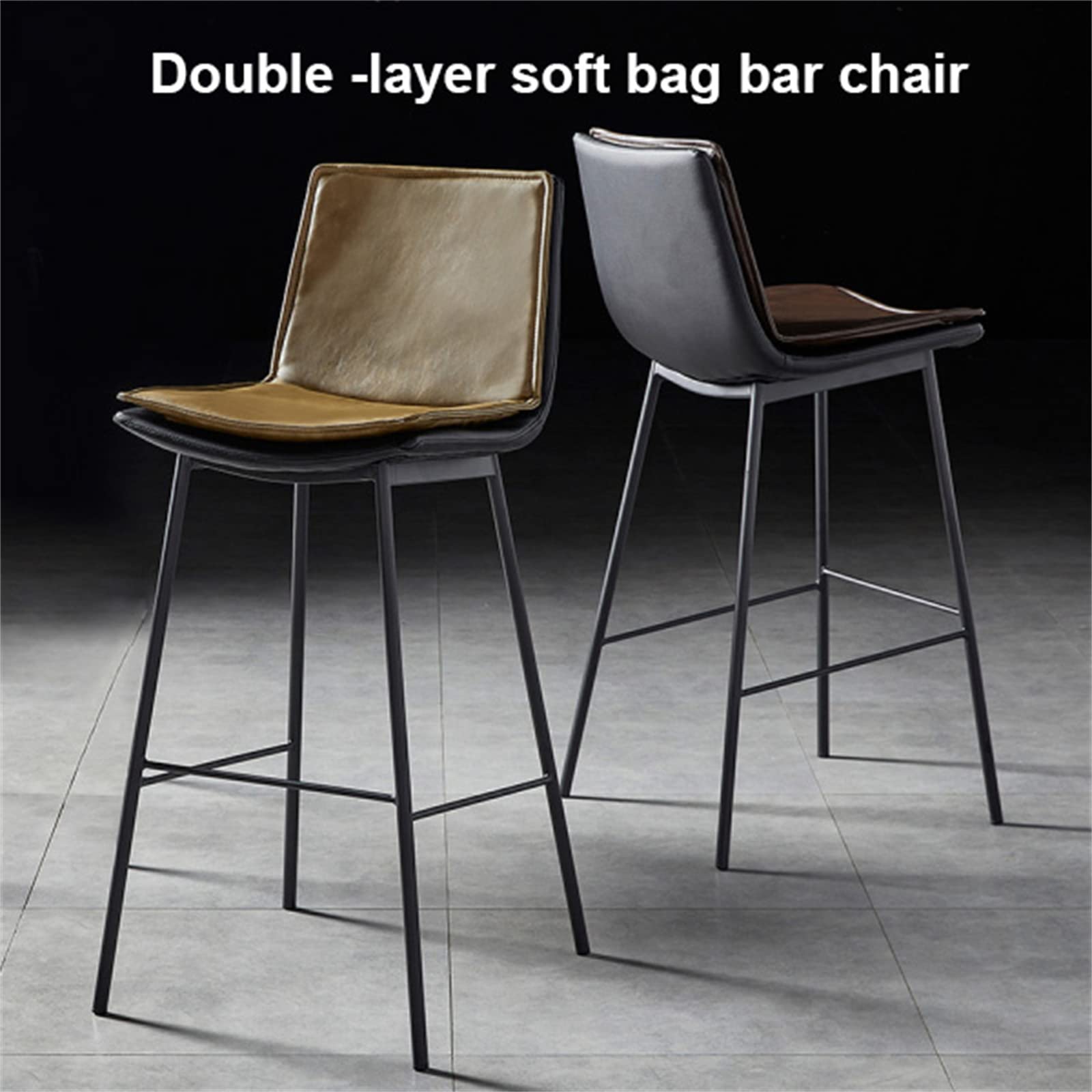 JHKZUDG Saddle Leather Bar Stools Set of 2,Counter Height Bar Stools,Modern Kitchen Island Bar Stools,Metal Dining Chairs Shop Stool,Urban Industrial Counter Chairs for Kitchen Island,Camel