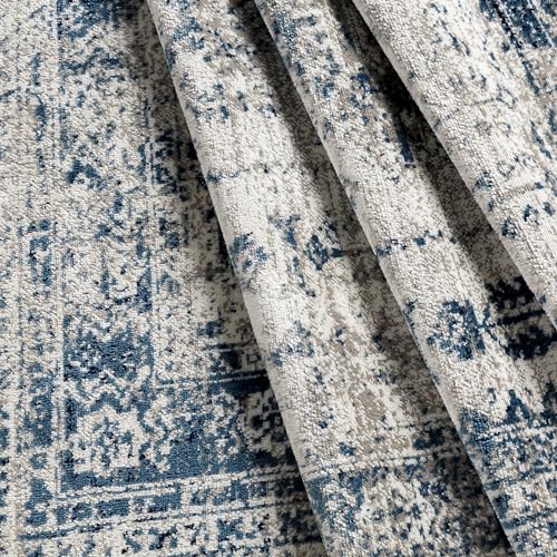 Livabliss Desta Vintage Oriental Area Rug,7'10" x 10'2",Blue/White