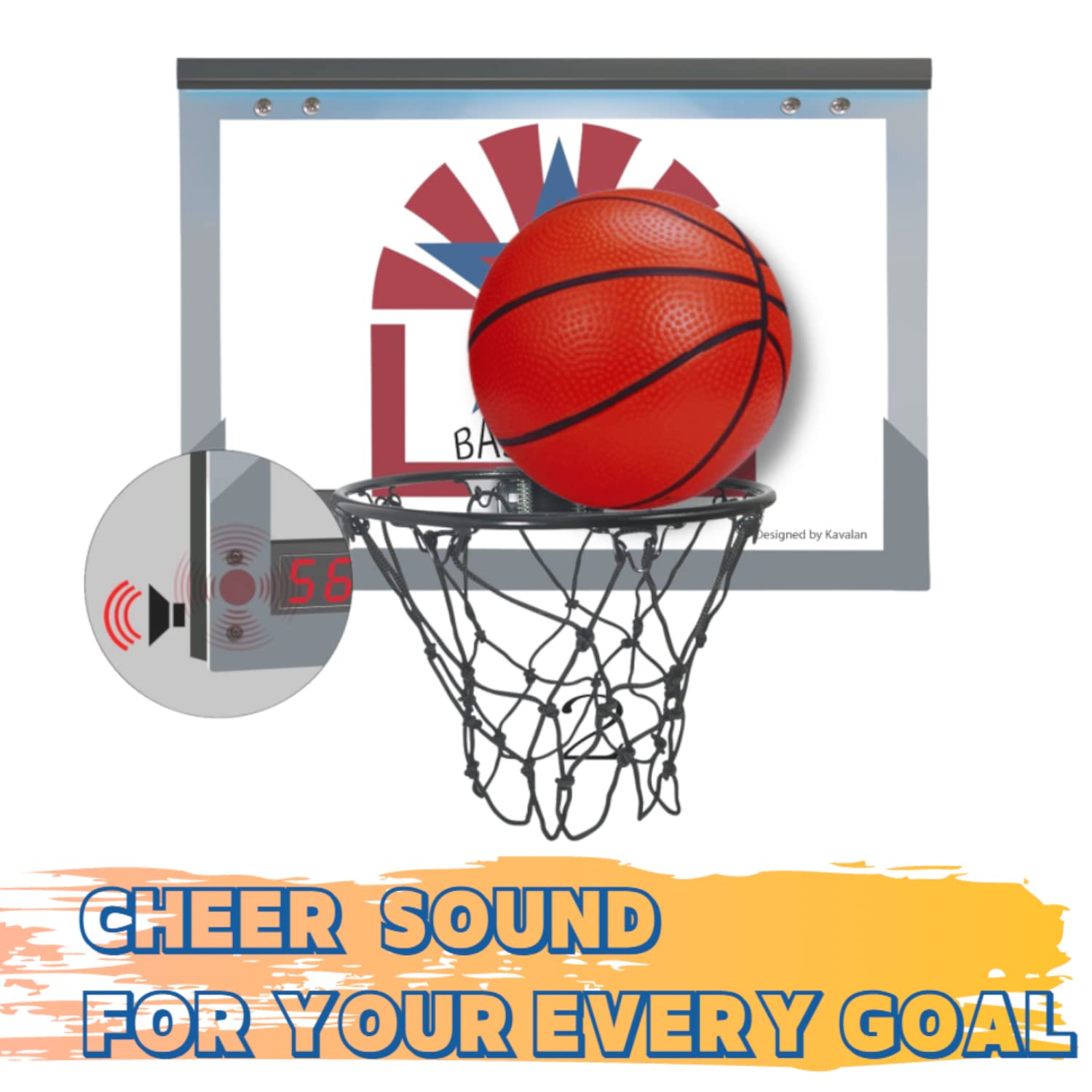 Kavalan Indoor Mini Basketball Hoop with Electronic Scoreboard - for Door and with Complete Basketball Accessories