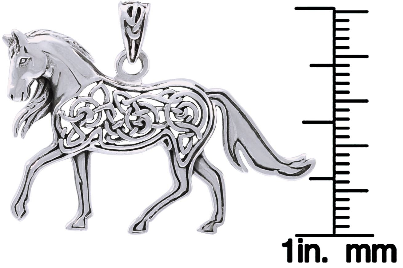 Jewelry Trends Large Celtic Knot Horse Equestrian Sterling Silver Pendant
