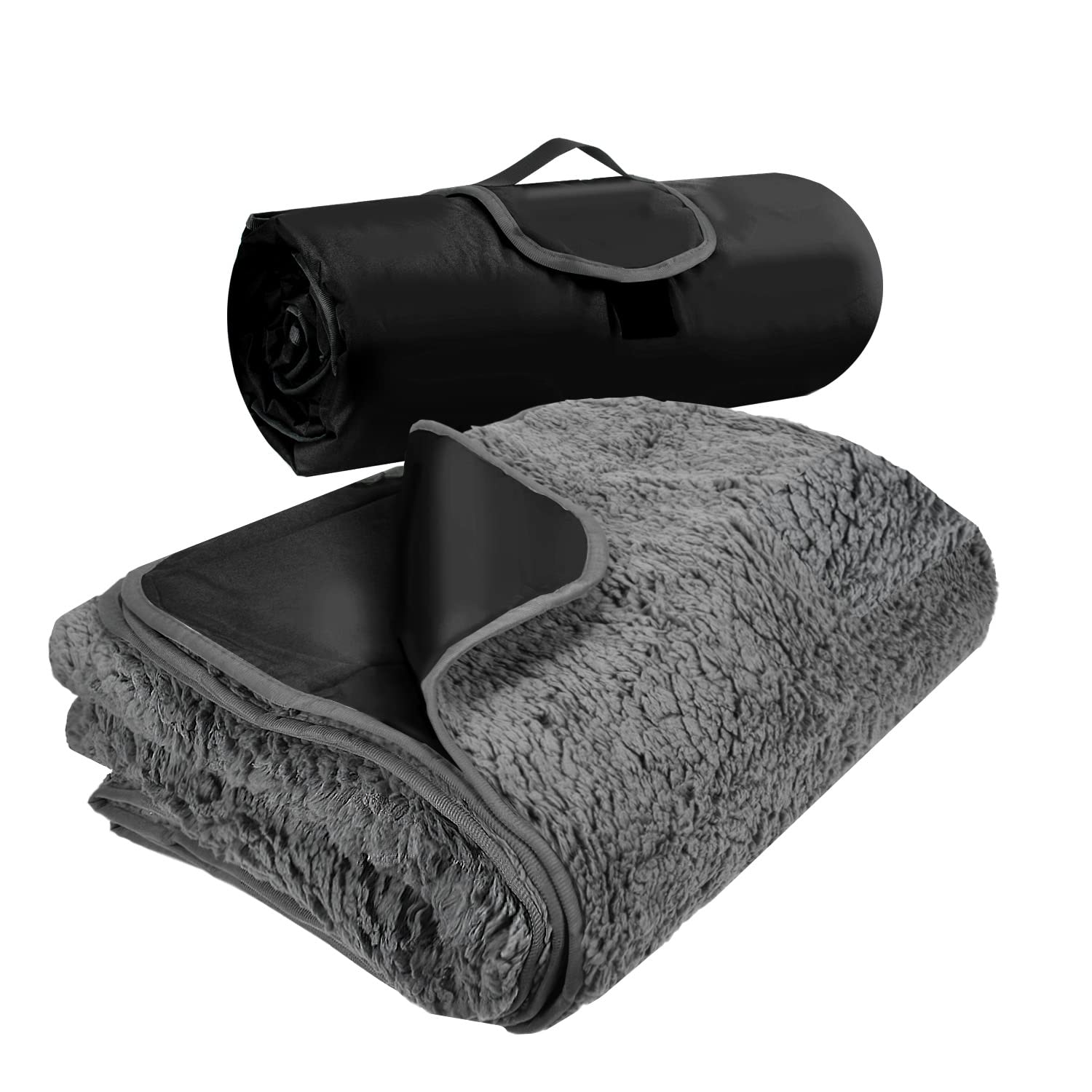 Tirrinia Outdoors Waterproof Throw Blanket, 51”x 59” Sherpa Fleece Stadium Windproof Mat for Boat, Traveling, Camping, Hiking, Football - Machine Washable