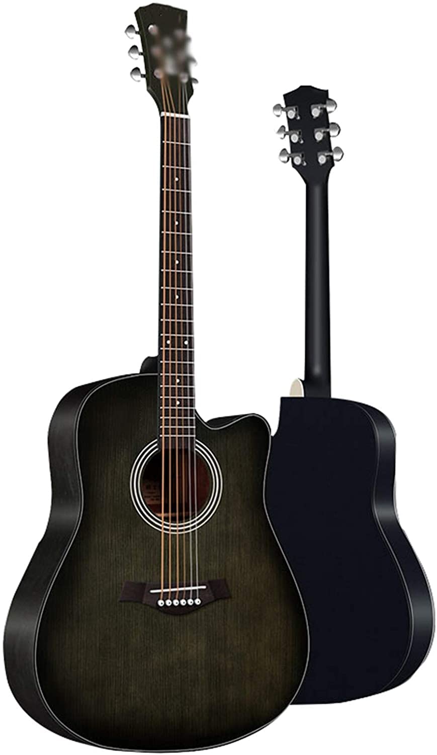 MUWIZ Guitar Kit, String Instrument Electronic Guitar 41 Inches Solid Wood Veneer Warm Tone Feel Comfortable Adjustable Chord Pitch Student Adult Beginner's Guide Folk Pop Guitar (Color : Black)