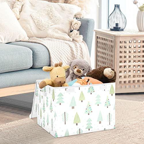 xigua Cute Christmas Tree Storage Bins with Lids Foldable Large Cube Storage Boxes with Handles for Home Bedroom Closet Office (16.5x12.6x11.8 in)#1