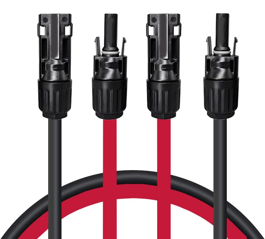 Slocable Solar Panel Extension Cable - 20ft 10awg Solar Cable with IP68 Solar Female and Male PV Cable Connectors (10ft Red + 10ft Black)