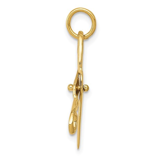 IceCarats 14K Yellow Gold Dangling Scissors Necklace Charm Pendant 26mm x 15mm Only
