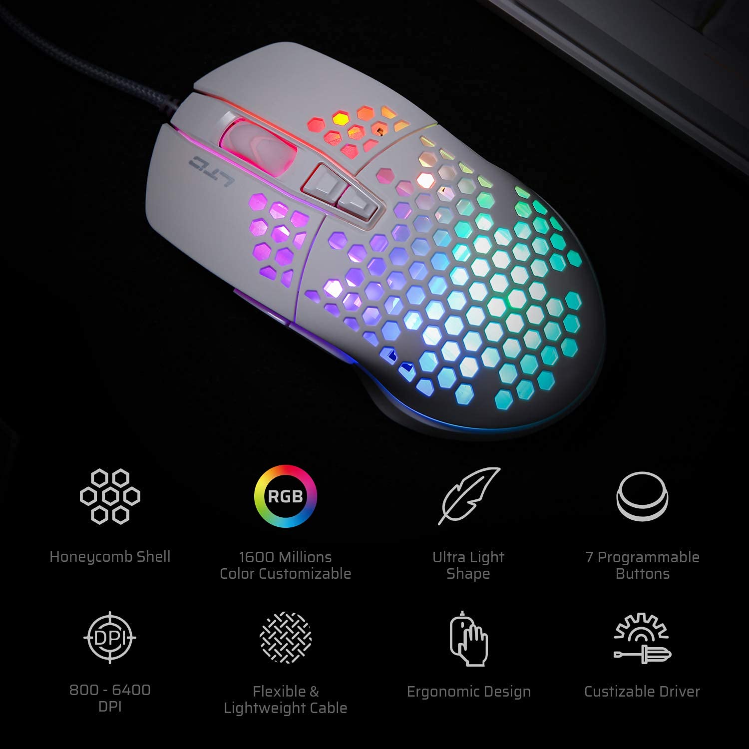 LTC Circle Pit HM-001 RGB Gaming Mouse & LTC NB1041 Nimbleback RGB Wired 104-Key Hot-Swappable Mechanical Keyboard（Red Switch） Bundle