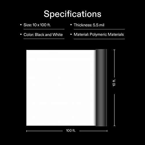 VIVOSUN Black and White Panda Film, 10' x 100' 5.5 Mil Poly Film, Blackout Tarp for Warm House