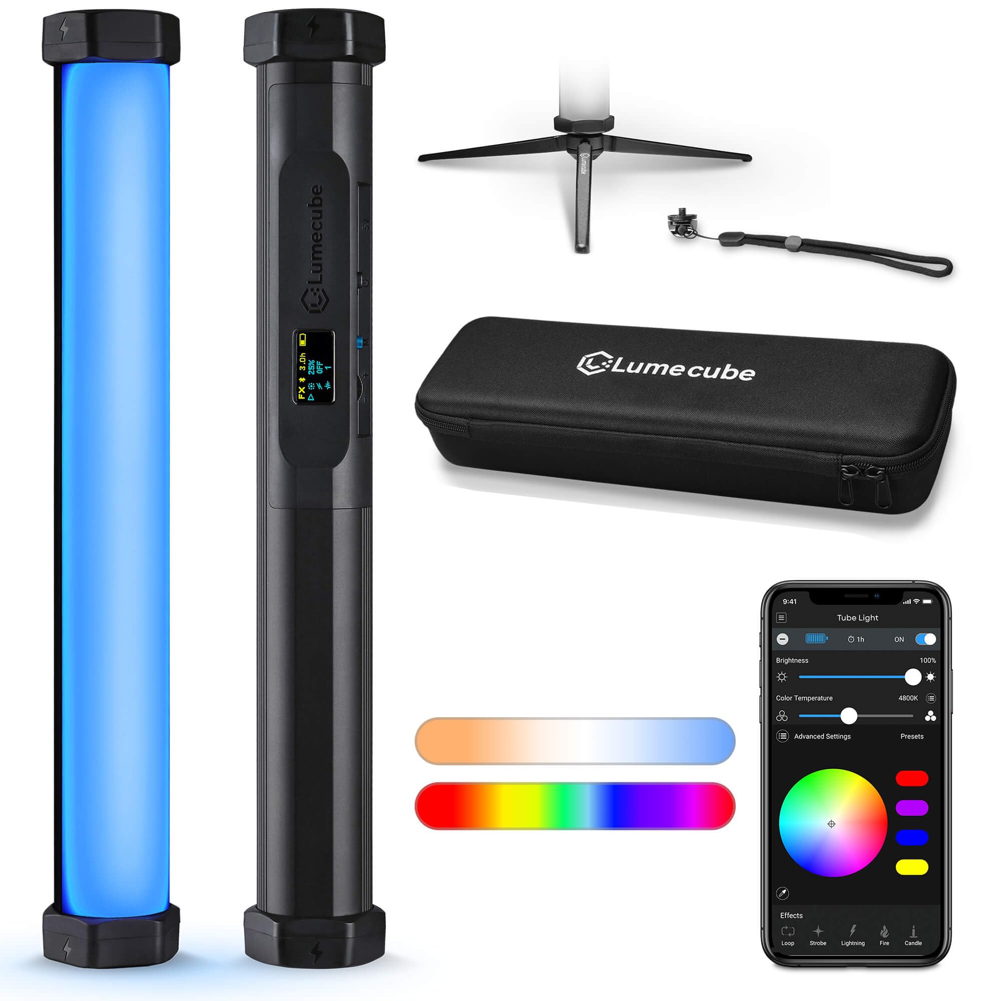 Lume Cube Tube Light XL | RGBWW Continuous Light for Photo & Video | Bluetooth App Controlled | CRI 97+ Premium Light for Filmmakers