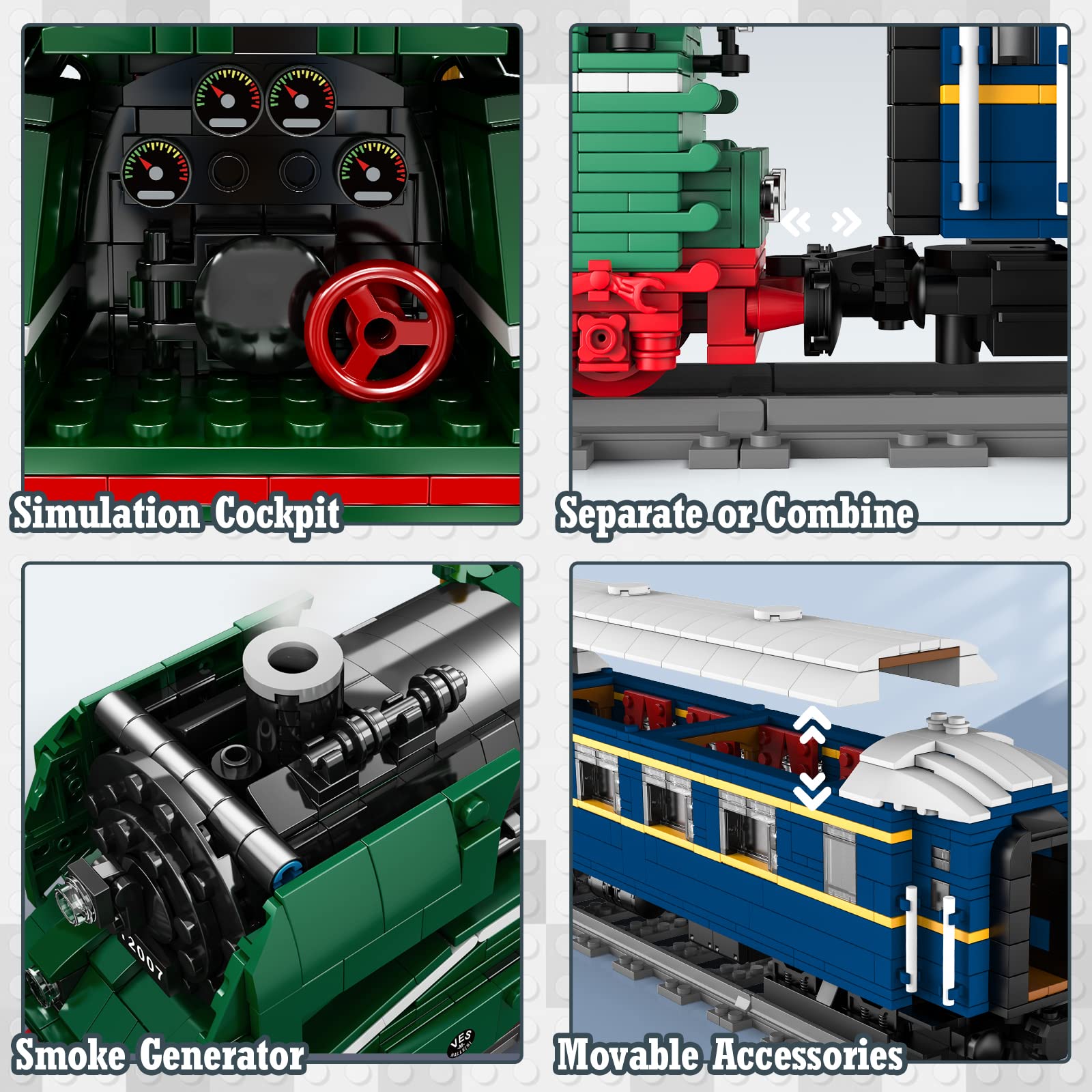 JMBricklayer Train Building Blocks Sets, RC Steam Train Building Block Toy, Scale Model Train with Train Tracks, Train Sets for Adults, Gifts for Teens Age 14+/Adults(4487 PCS)