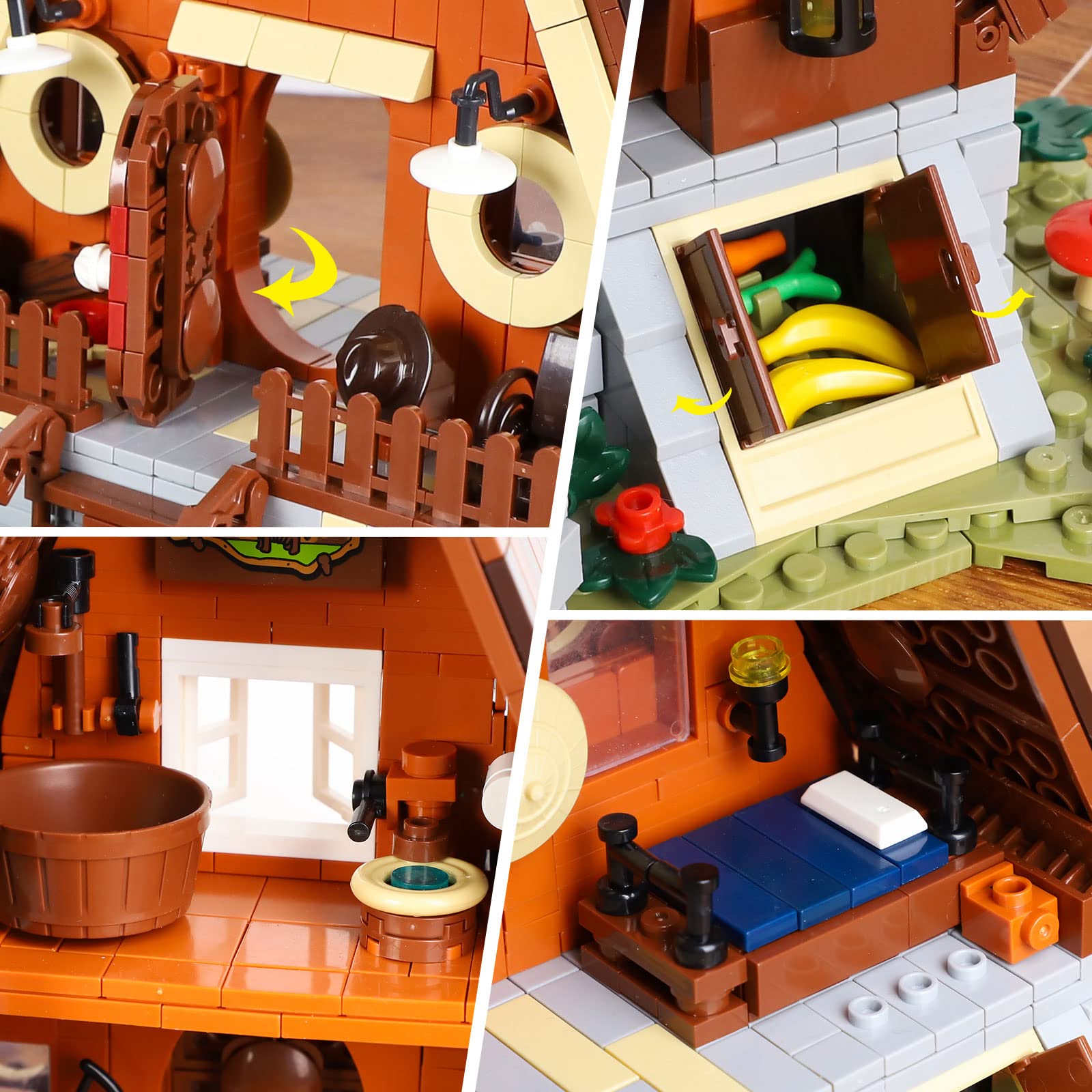QLT A-Frame Cabin Building Set, Wooden Forest House with LED Lighting Kit, Gift for Adults, Compatible with Lego Adult Cabin (1689 Pcs)