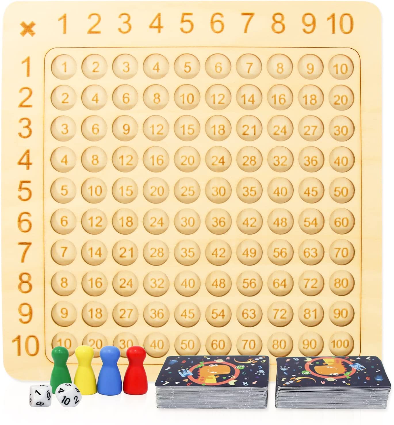 PETBSNVB Multiplication Game, Math Multiplication Board Montessori Game, Educational Multiplication Board Game Math Blocks Boards (Wooden Multiplication)