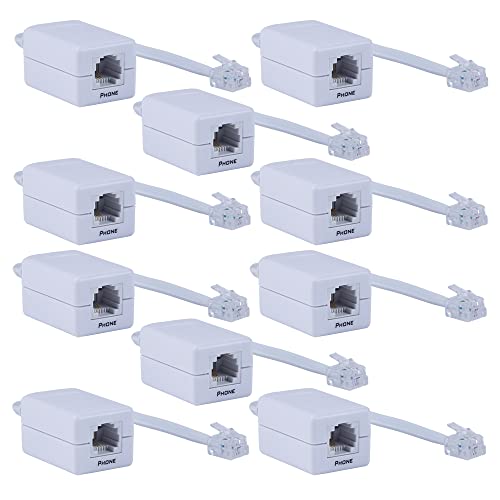 Power Gear DSL Filter, 10 Pack, Phone Line, Connect to Standard Phone Jacks, Use for Home or Office, Supports Telephones, Fax Machines, Answering Machines, Universal Filter, All Brands, White, 52231