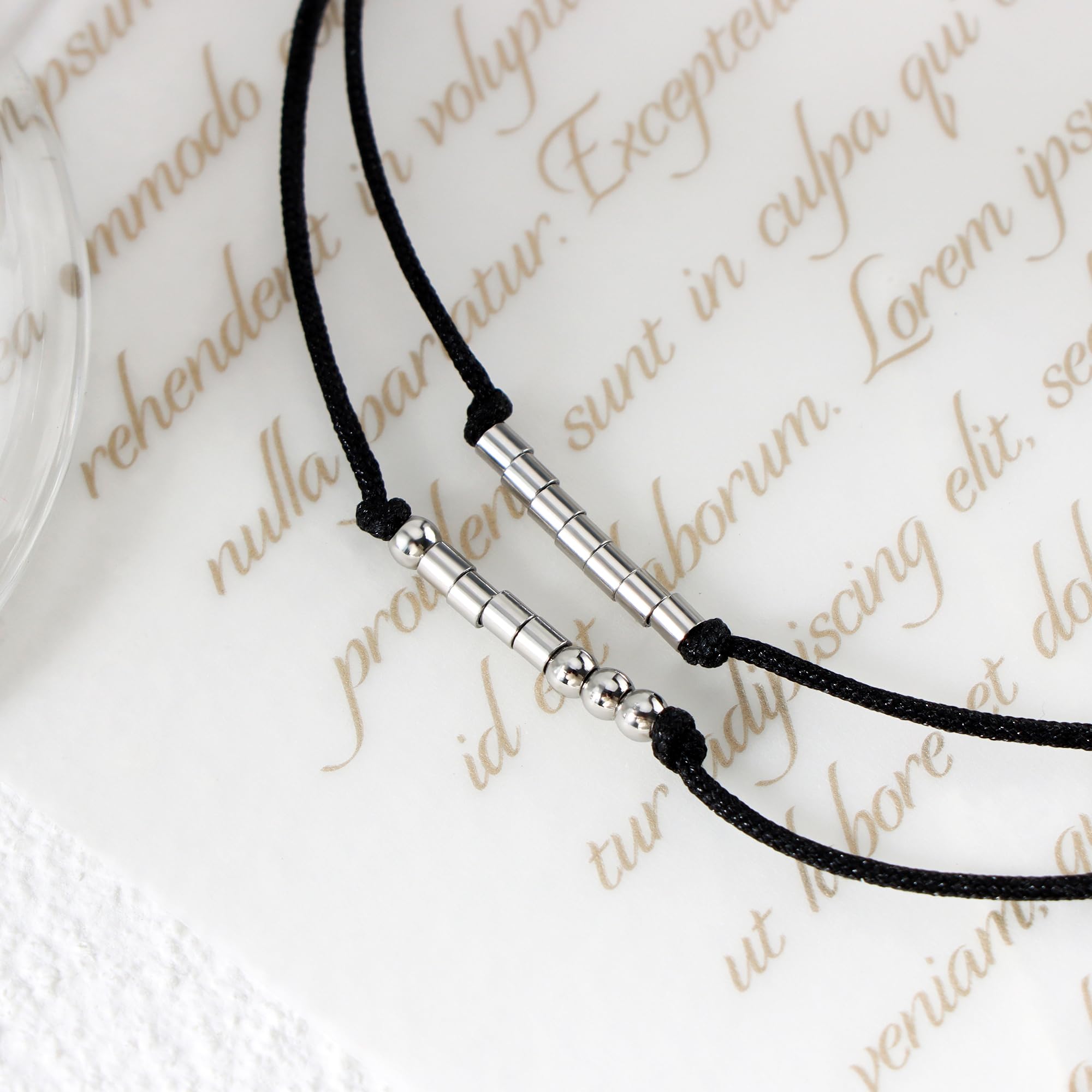 Ldurian Morse Code Bracelets for Sister & Brother - Adjustable String Beads Matching Bracelets Jewelry Secret Message Gifts