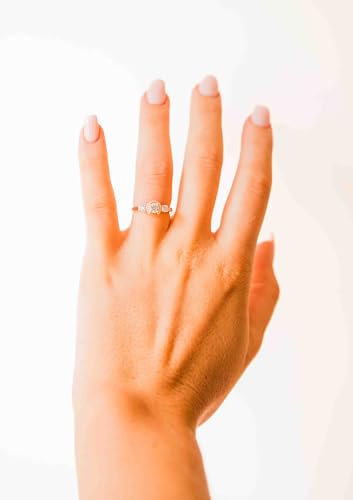 Kelly Herd Jewelry Horseshoe Ring Small Round Cut Three Stone | Rose Gold Plated Sterling Silver Western Ring with CZ Stones 6mm (Size 7)