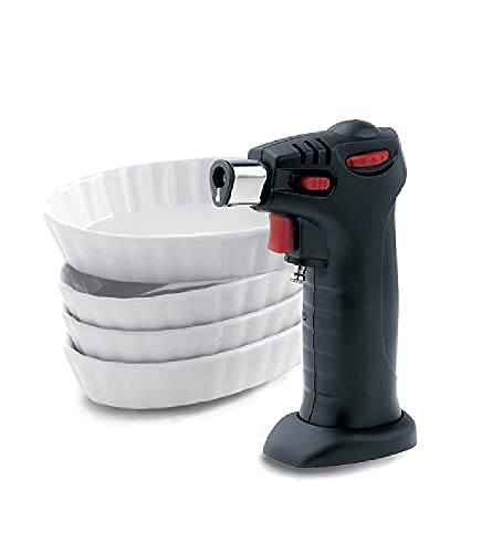 MASTRAD - Crèmes Brûlées Set - 1 Kitchen Torch - 4 Ramekins
