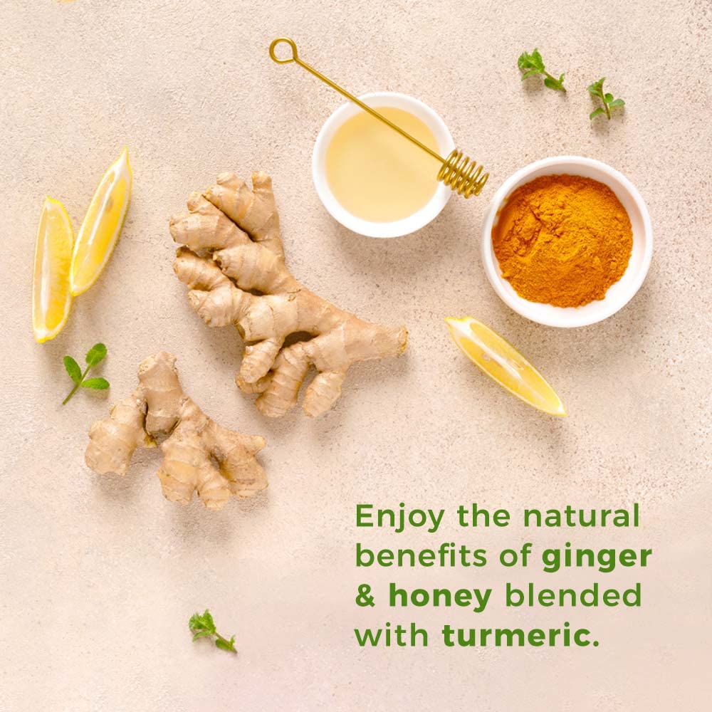 Prince Of Peace Instant Ginger Honey Crystals w/ Turmeric, 25 Sachets β Instant Hot or Cold Beverage β Easy to Brew Ginger and Honey Tea, Caffeine and Gluten Free