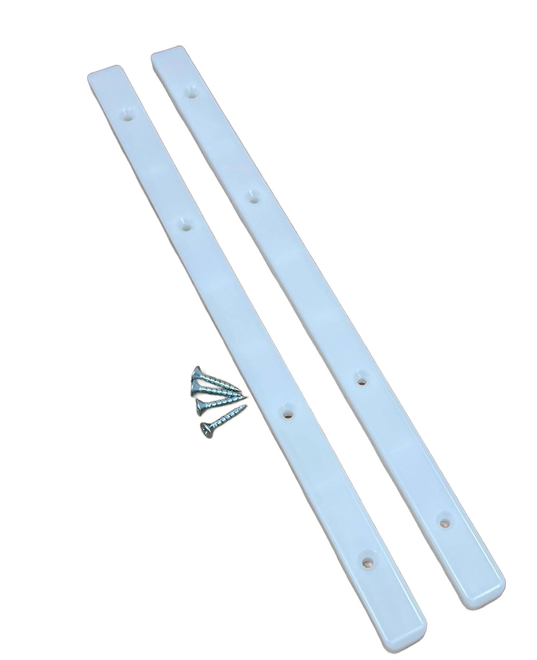 White Plastic Guide Rails for Grooved Drawers/Compatible for Some IKEA/and Older Dressers and Nightstands 11.25” L x 5/8”W x 5/16”Thick / 2 Rails and Fasteners by E.H.C.