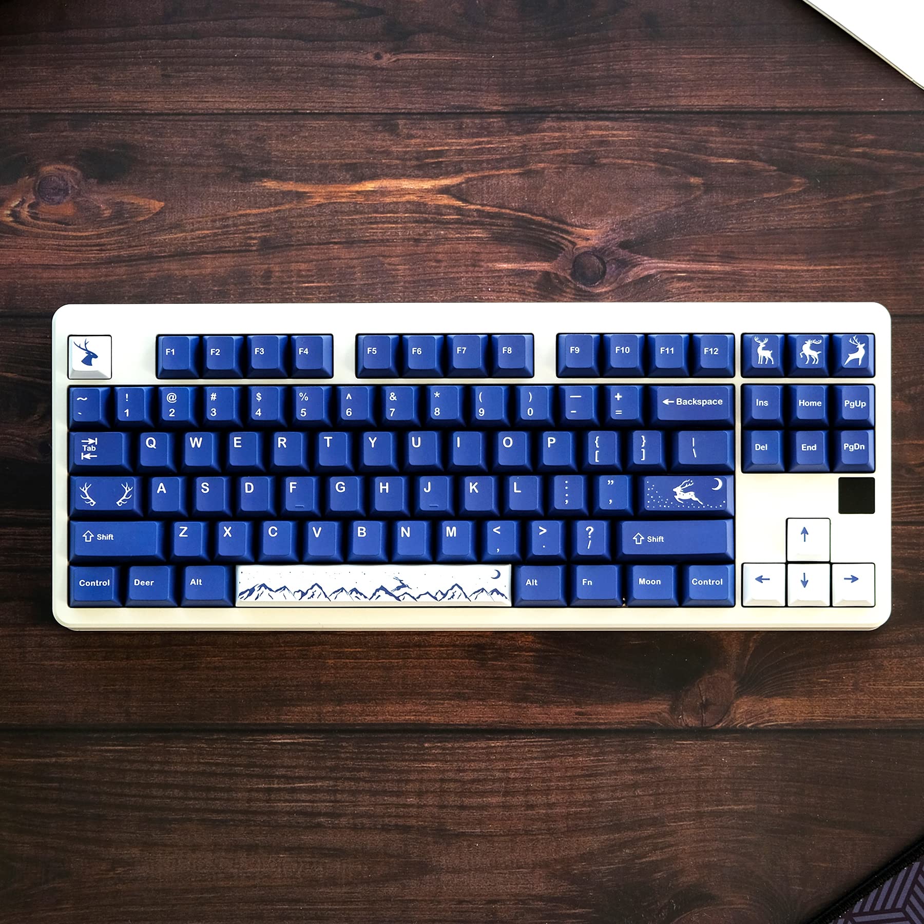 UniCusMech 137 Keys Cherry Profile PBT Dye Sublimation keycap Set for 61/84/104/108 Keys US ANSI Layout Mechanical Gaming Keyboard for Gateron Kailh Cherry MX Switches(Moon Stag)