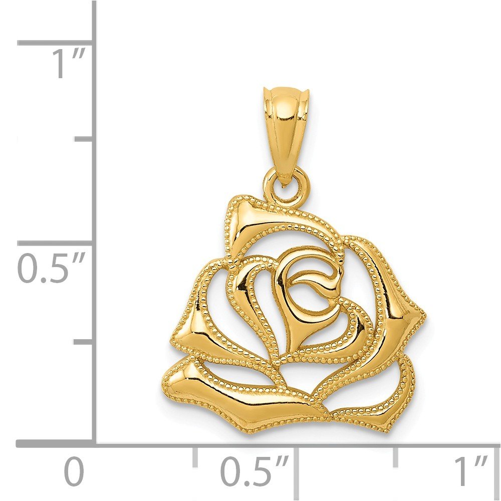 Jewels By Lux 14K Yellow Gold Polished Open Rose Pendant