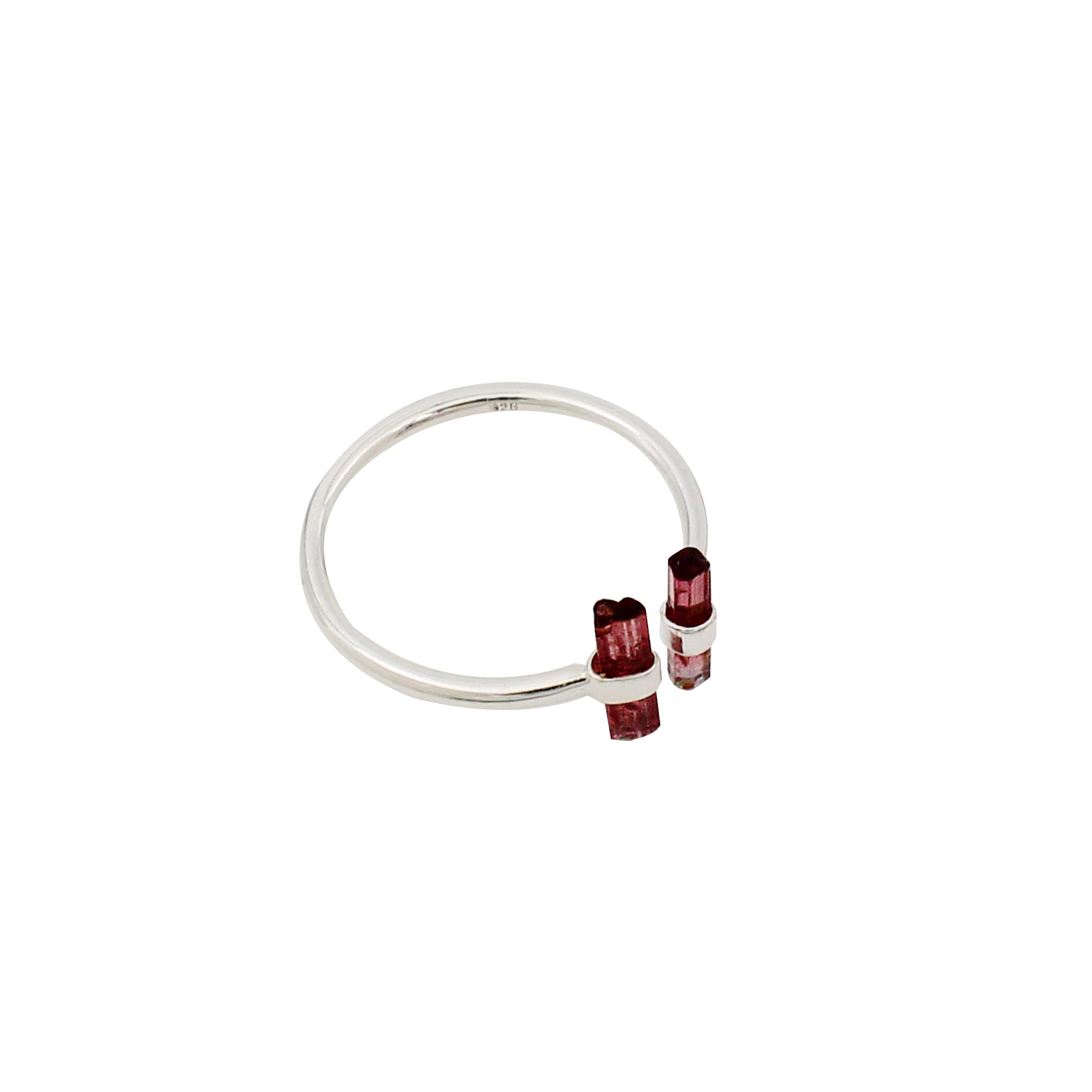 Preciously Mine Watermelon Tourmaline Rings Raw Pencil Rings 925 Silver Rings Women Adjustable Rings Weddings Rings