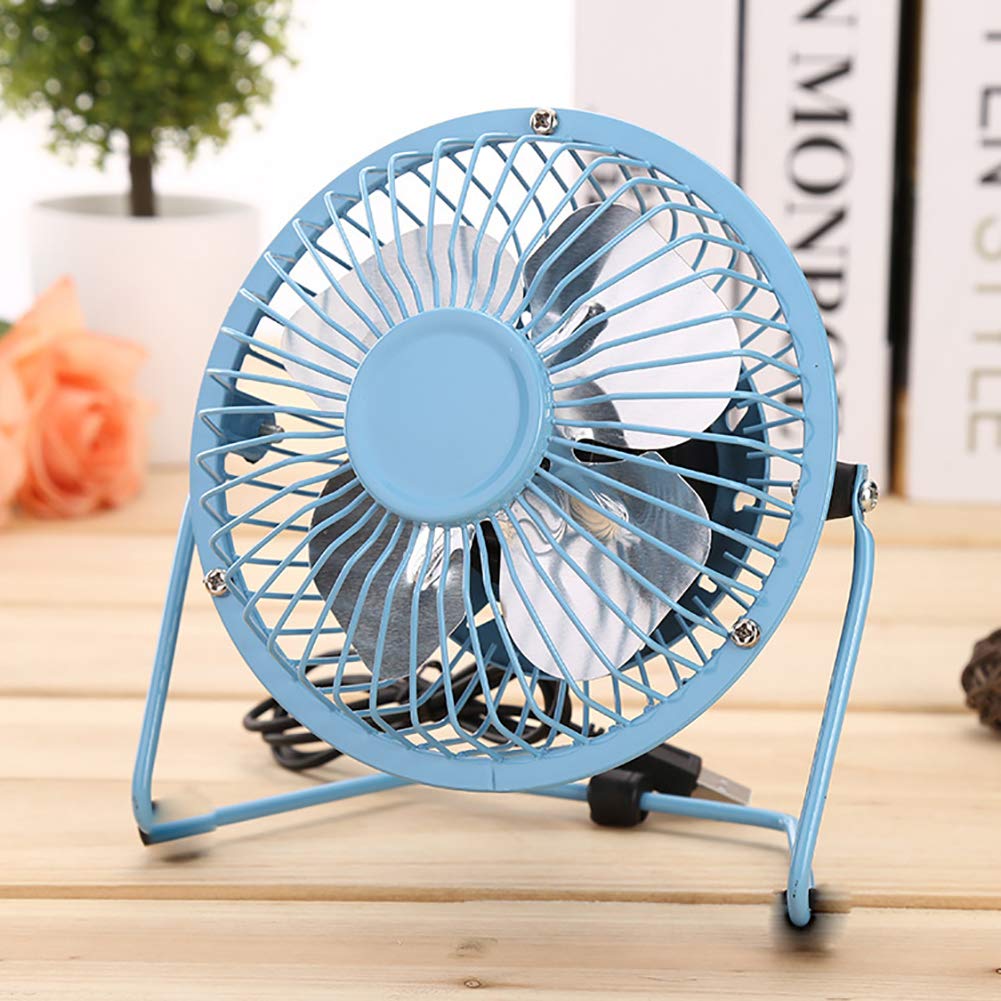 Jiecikou Desktop USB Fan, Low Noise Personal Table Mini Metal Fan 4 Inch Portable Table Fan Green