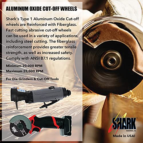 Shark Industries PN-26-6 Die Grinder Cut-Off Wheels - 6 Pack, 3-Inch x 1/32β x 3/8β Shark Type-1 Double-Reinforced Thin Wheels, 54 Grit, Maximum RPM 25,000 (6 Cutting Discs)