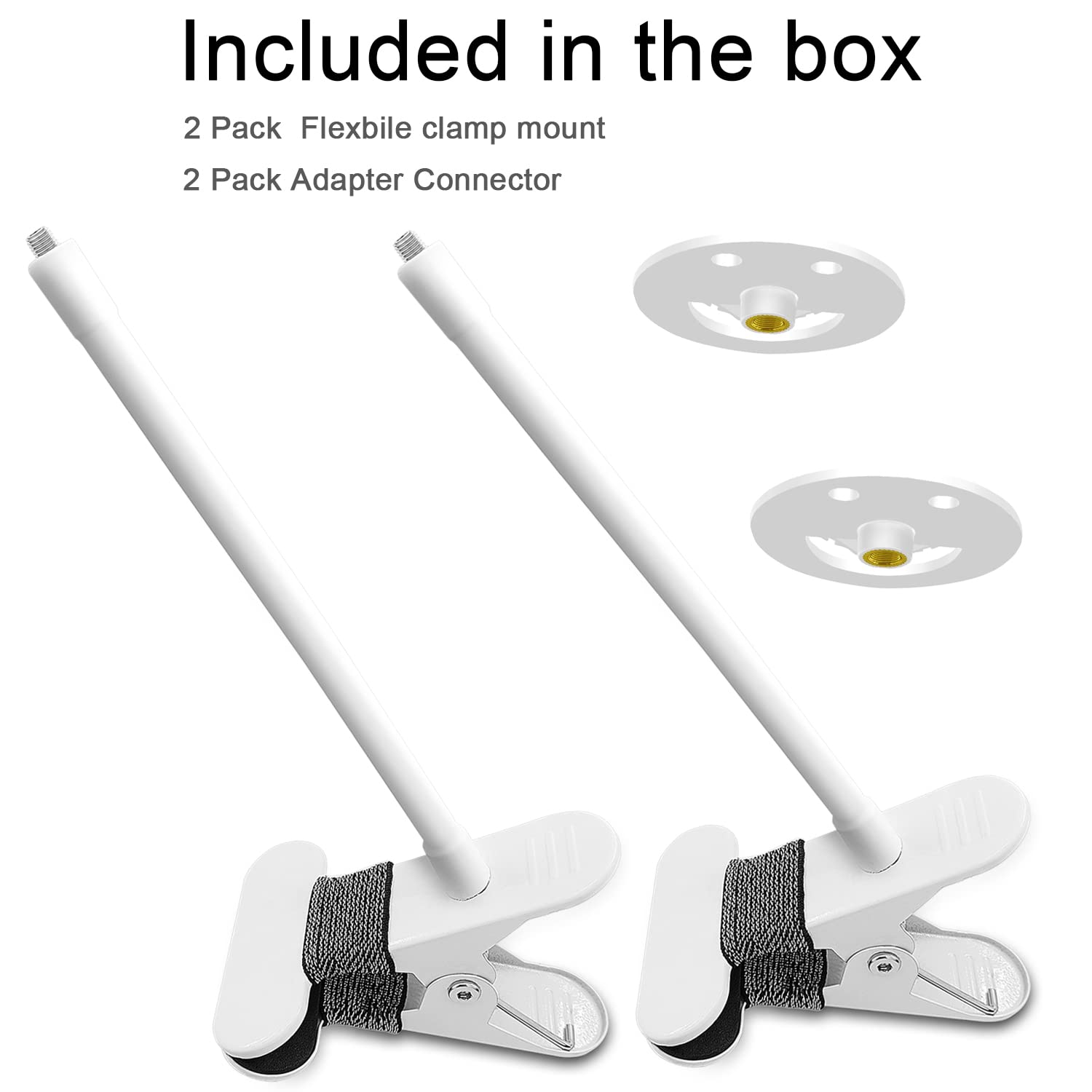 SZAOYU Flexible Clip Mount Compatible with Nooie and Other Baby Monitor Camera with 1/4 Threaded Hole Without Tools or Wall Damage - White (Flexible clamp Mount)