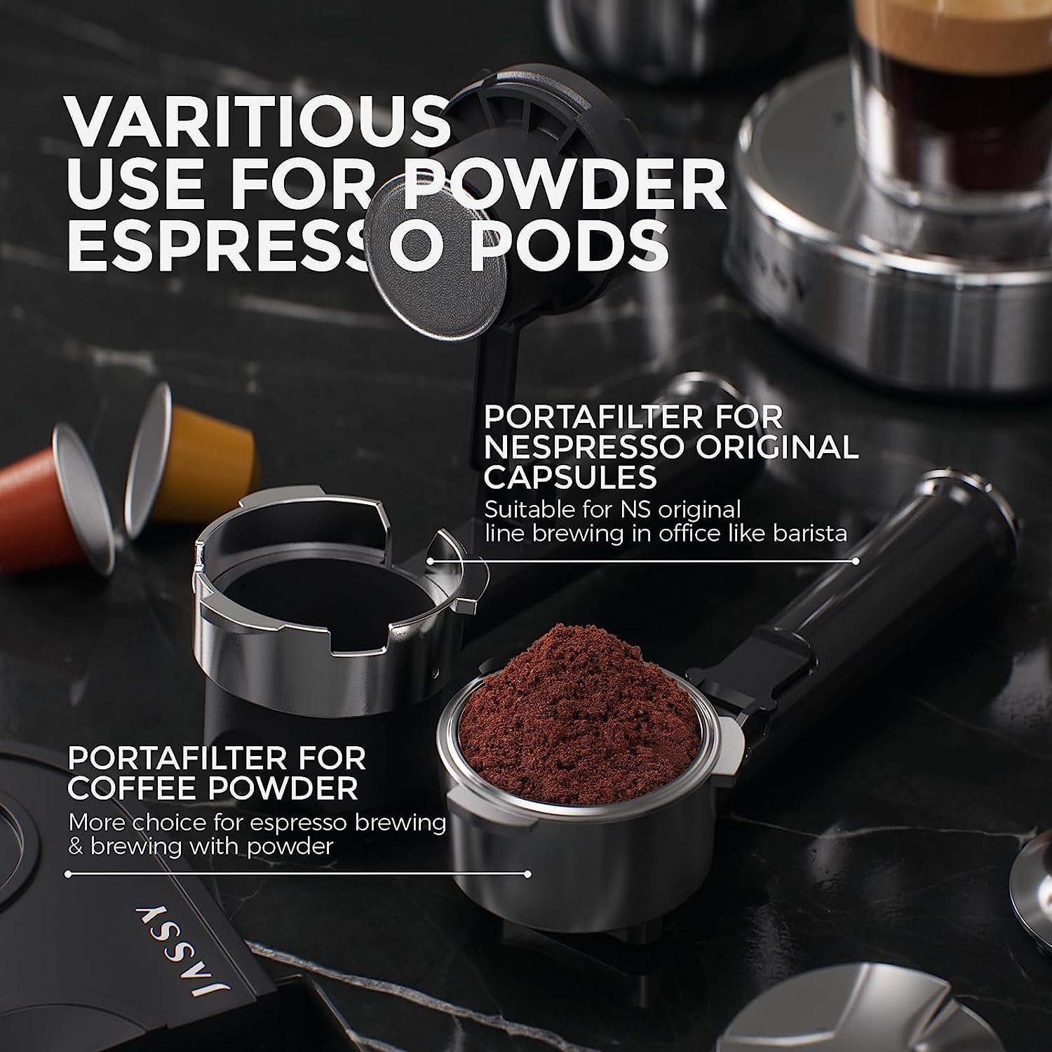 JASSY Espresso Maker Latte Makers 20 Bar Cappuccino Machine Compatible for NS Original Capsules with Milk Frother for Espresso/Cappuccino/Latte/Mocha/NS Capsules for Home Brewing