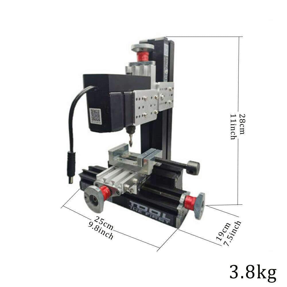 RUNAAJA 100-240V 24W 12000RPM Mini Milling Lathe, DIY Micro Lathe Mini Miller,Mini Metal Lathe DIY Miniature Milling Machine Miller