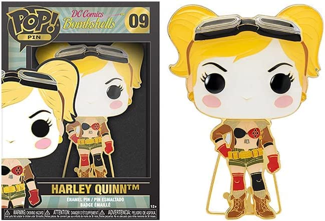 Power Bombshell Action Dc Comic Pop! Hero Figure Bundled with Harley Quinn Big Display Pin! & Hanger + Suicide Squad Mini Figure Blind Box + Peacemaker Pop! + Super Button! 5 Items