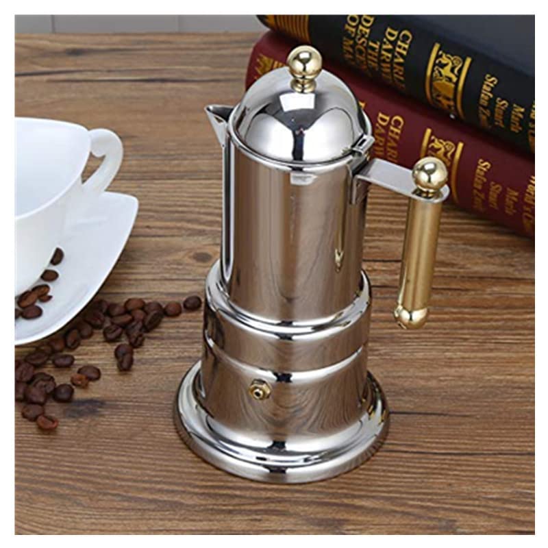 Pissente Moka Pot, 200ml Capacity Moka Coffee Pot, Easy to Use Coffee Maker Stovetop, Stainless Steel Moka Pot Stovetop Coffee Maker with Valve for Home Kitchen Office Camping