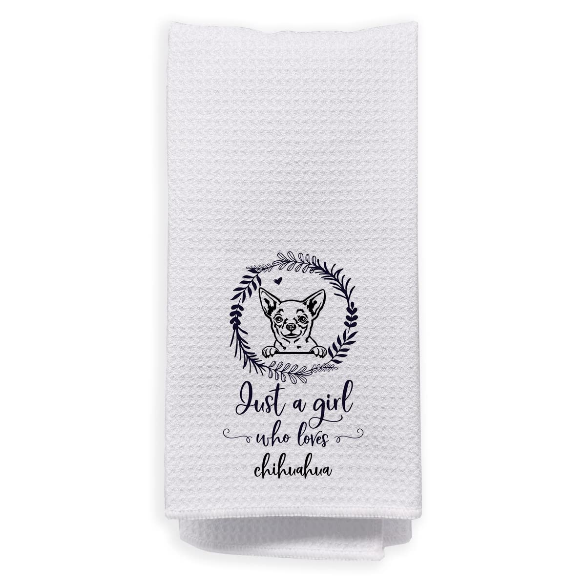 NEGIGA Just A Girl Who Loves Chihuahua Dish Cloths Towels 24x16 Inch,Floral Chihuahua Sketch Decor Decorative Dish Hand Towels for Kitchen Bathroom,Dog Lover Girls Gifts,Chihuahua Mom Gifts