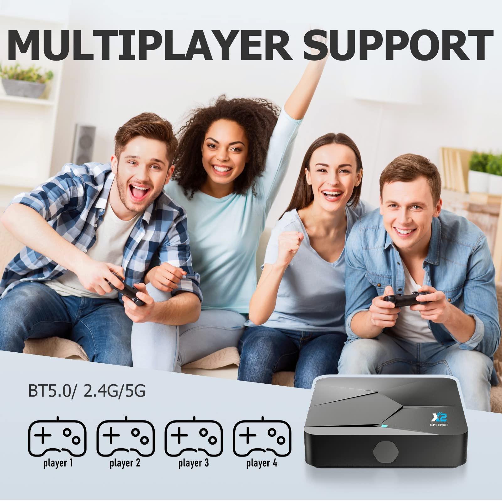 Retro Game Console Super Console Cube X2 Pro,82,000+Classic Games, 60+Emulators, EmuELEC4.5+Android9.0 Systems+CoreE, Support Multiplayer Game,2 Wireless Gamepad, 64G TF Card, Gift for Friend/Family