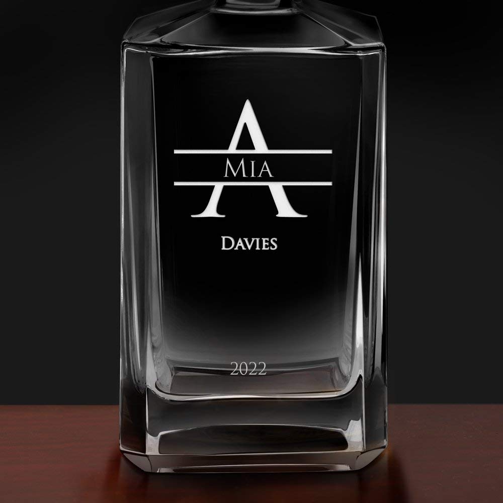 Maverton Whiskey Set with 6 Glasses for man - Personalized Tumblers - 23 fl oz. Universal Carafe - For Birthday - For him - Stylish Barware for gentleman - Initials