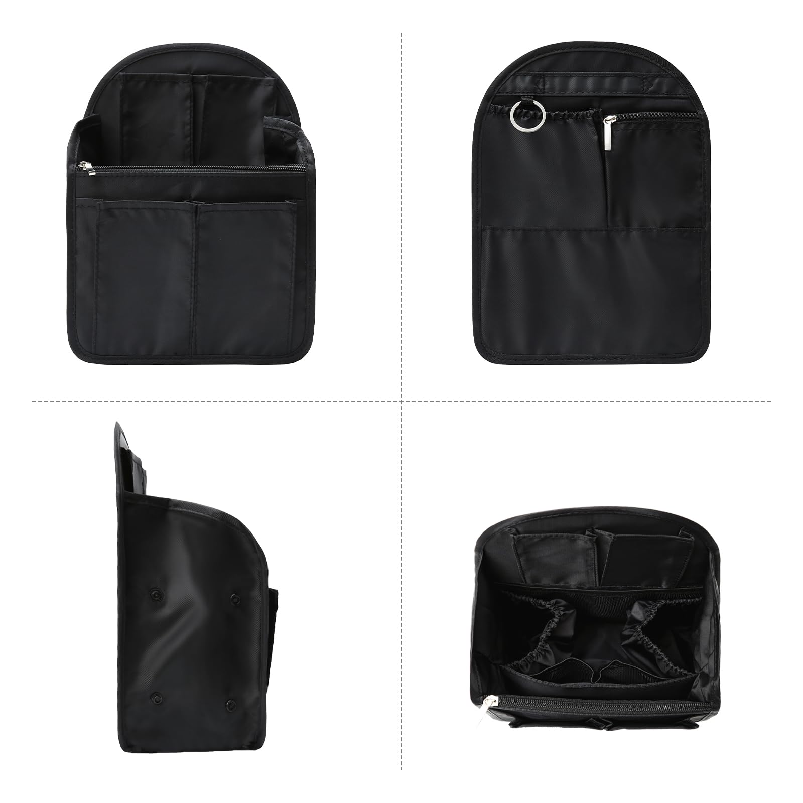 Surblue Backpack Organizer Insert Liner Hanging Travel Rucksack Purse and Handbag Insert Pocket, High-capacity Divider Foldable Nylon Shoulder Bag Organizer for Men and Women, (Black, M)