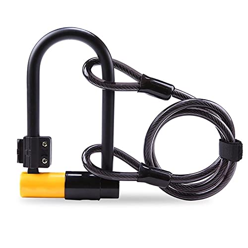 LJJSMG Bicycle U-Lock Cable Lock Set with 2 Copper Keys Anti-Theft Bicycle Lock Set Heavy Duty Steel Security Bicycle Accessories (Color : Yellow)